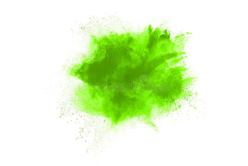 Green Powder Explosion on White Background. Stock Image - Image of ...