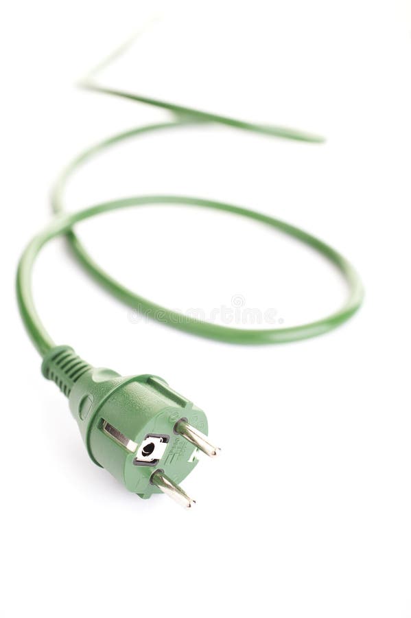 Green Power Plug into Power Outlet Stock Image - Image of household ...