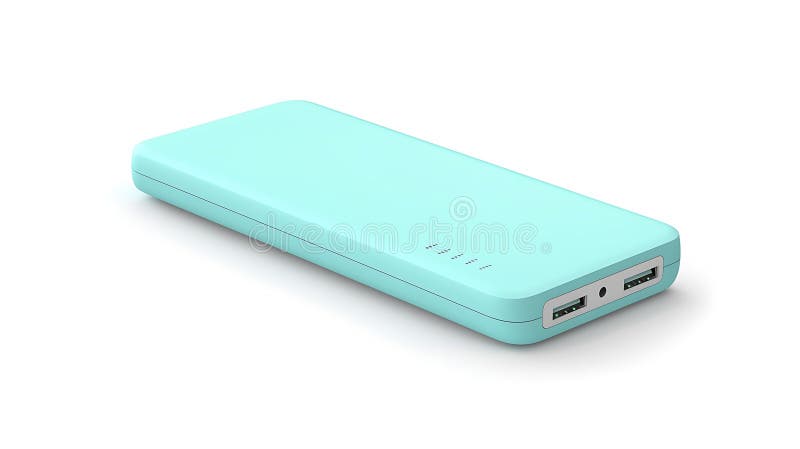 A Green Power Bank is Sitting on a White Background Stock Image - Image ...