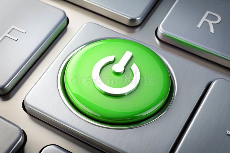 Green Power Button Design for Computer Stock Illustration ...