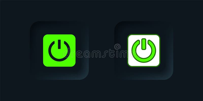 Green Power Button Icon Isolated on Black Background. Start Sign. Black ...