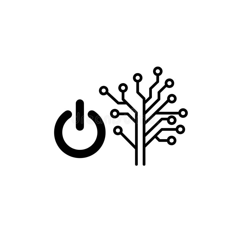 Green Power Circuit Tree Icon: Eco-friendly Energy and Digital ...