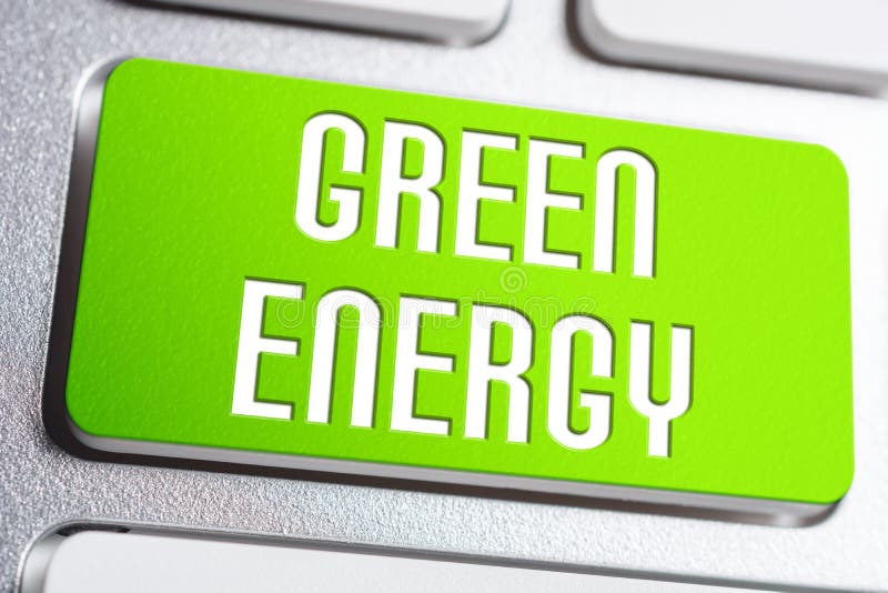 Green Power Concept with a Green Energy Button on a White Keyboard ...