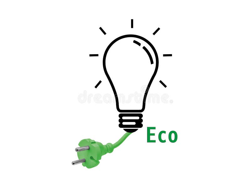 Green Power Light Bulb Plug Vector Isolated Illustration Stock ...