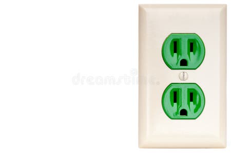 A Green Power Outlet Receptacle Stock Image - Image of white, electric ...