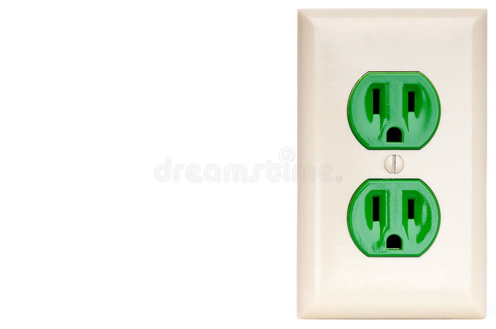 A Green Power Outlet Receptacle Stock Image - Image of white, electric ...
