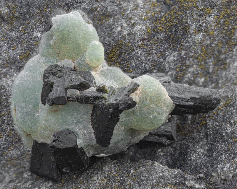 Green Prehnite Spheres and Dark Epidote Stock Image - Image of dark ...
