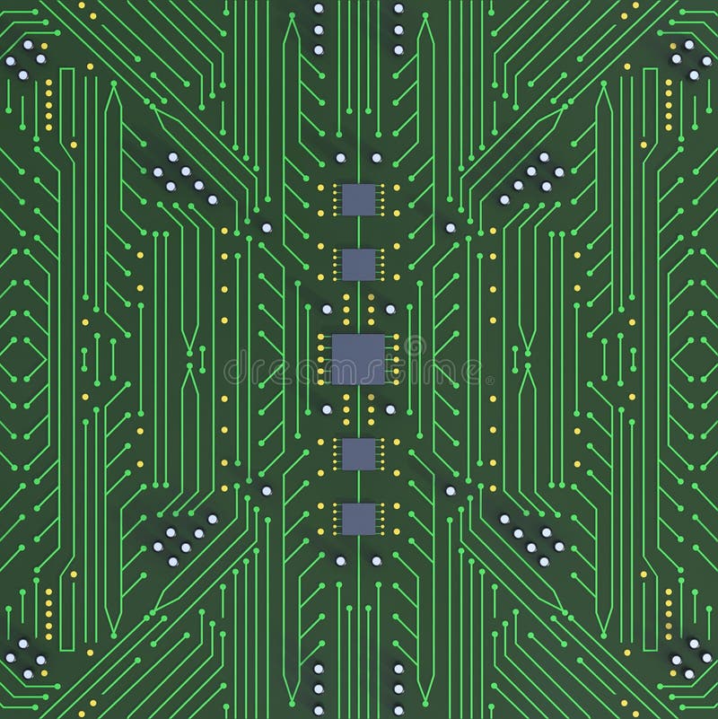 Green Printed Circuit Board with Detailed Network Texture 3D Ill Stock ...