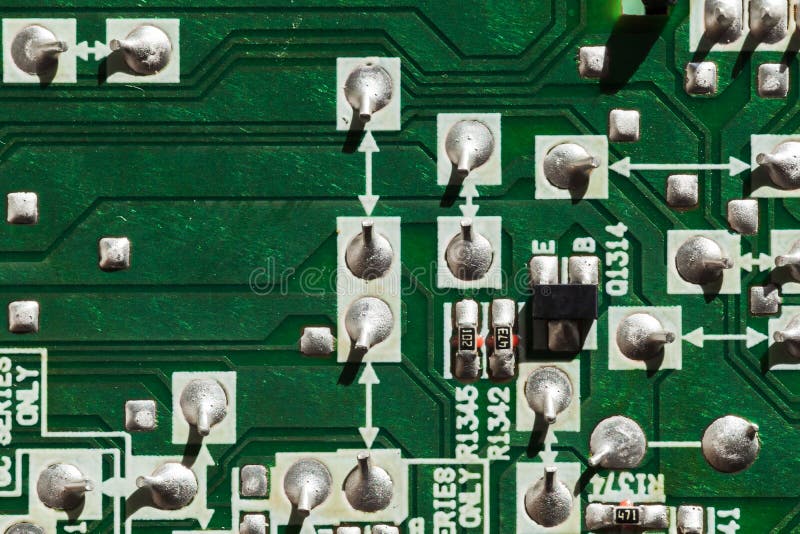 Green Printed Circuit Board, Micro Electronics Component, Top View ...