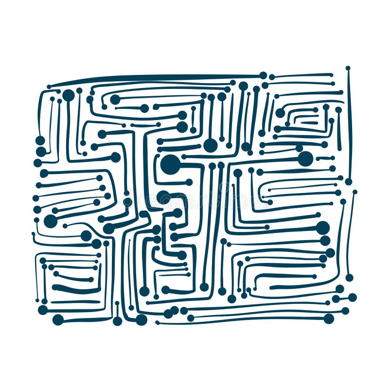 Green Printed Circuit Board Pattern, Blue Hand Drawing Stock Vector ...