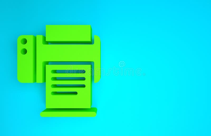 Green Printer Icon Isolated on Blue Background. Minimalism Concept ...