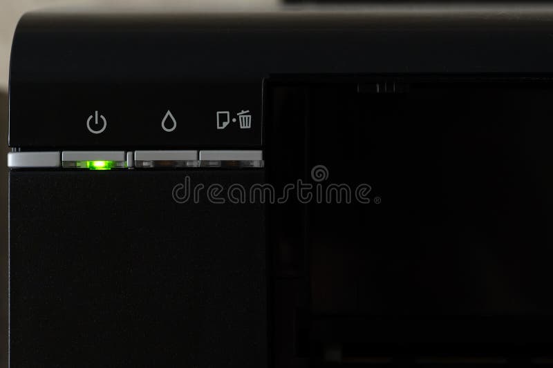 The Green Printer Light is on on the Black Printer Body, Close-up Stock ...