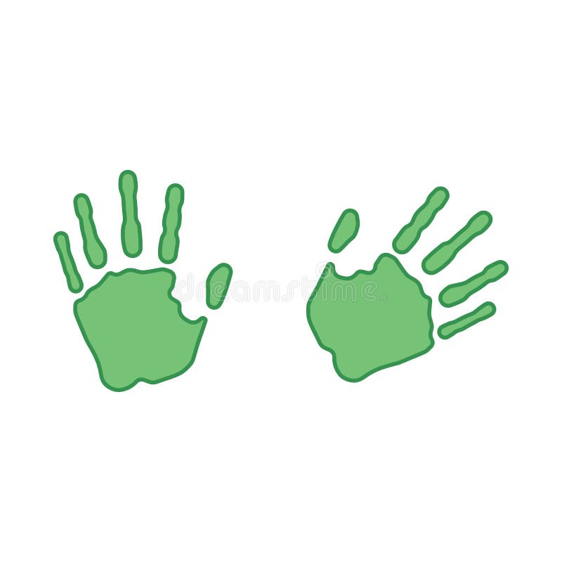 Green Prints of the Right and Left Hand Stock Illustration ...