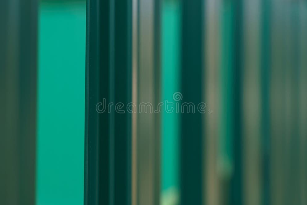 Green Profiled Fence, Side View, Close Up. Stock Photo - Image of ...
