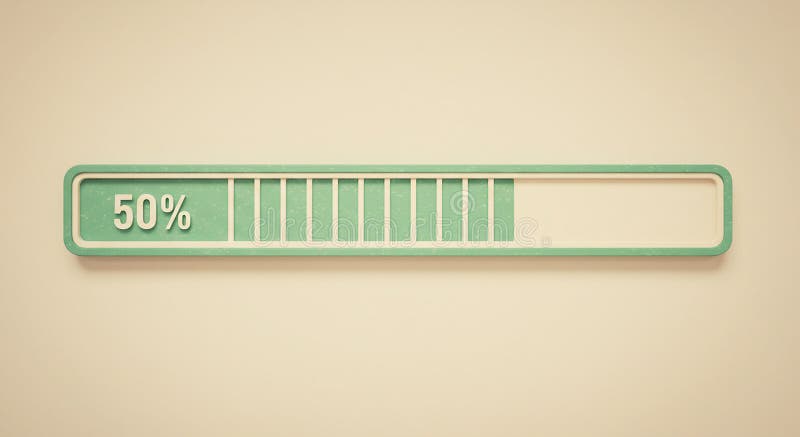 Green Progress Bar at 50 Completion Against a Beige Background. the Bar ...