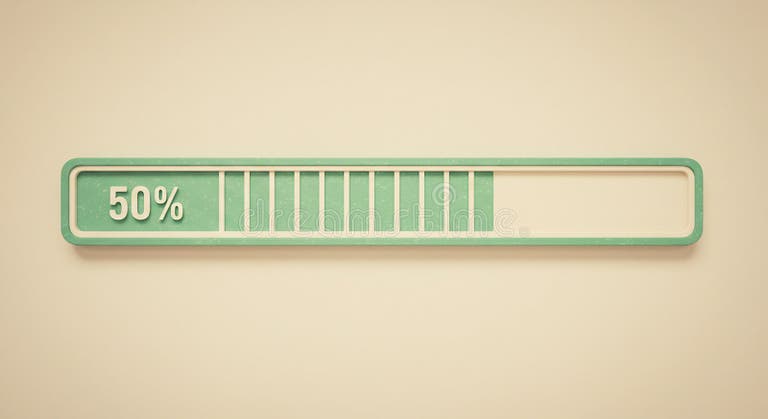Green Progress Bar at 50 Completion Against a Beige Background. the Bar ...