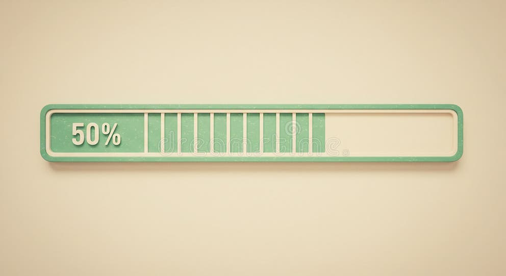 Green Progress Bar at 50 Completion Against a Beige Background. the Bar ...