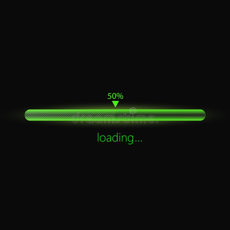 Modern Green Progress Loading Bar 100 Vector Illustration Technology