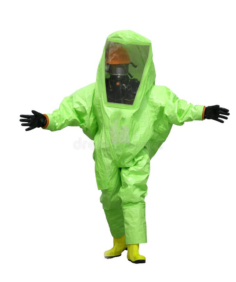 Green Protective Suit on White Background Stock Photo - Image of hazard ...