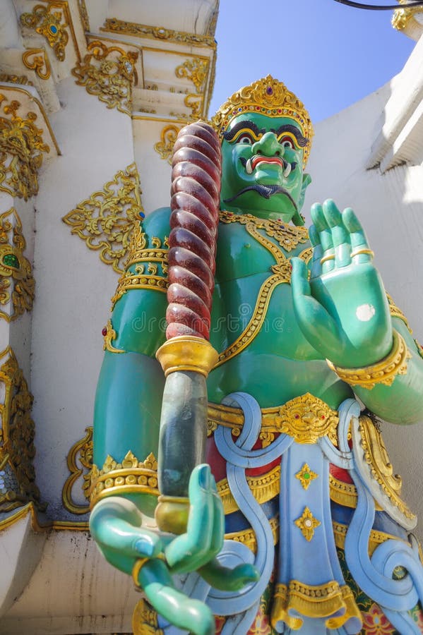 Protector Statue by a Buddhist Temple Stock Image - Image of detail ...