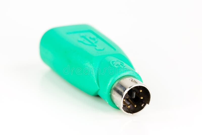 Green PS/2 To USB Adapter Isolated on White Background Stock Image ...