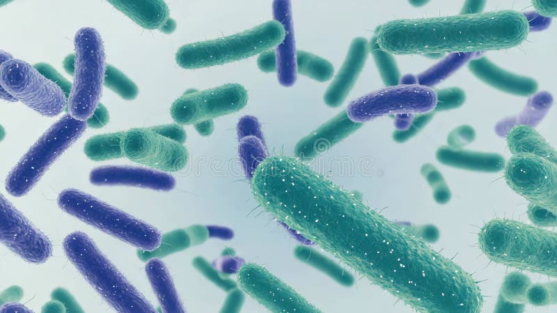 Green and Purple Bacilli, Vibrio Bacteria Moving Under Microscope on ...