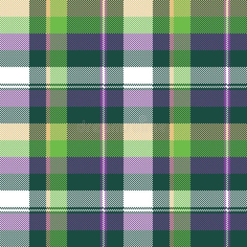 Purple Green Color Check Fabric Texture Seamless Pattern Stock Vector ...