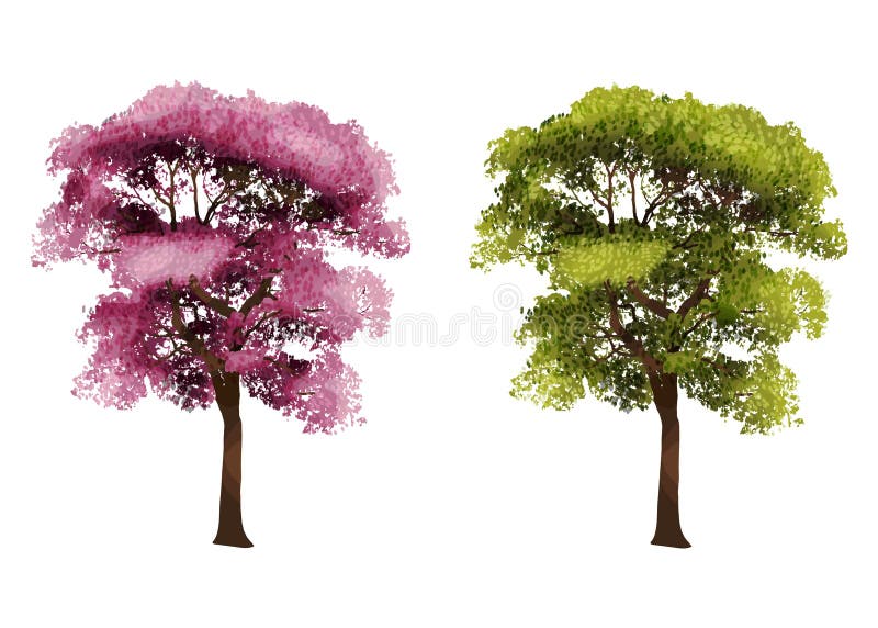 Green and Purple Vector Tree Stock Vector - Illustration of landscape ...