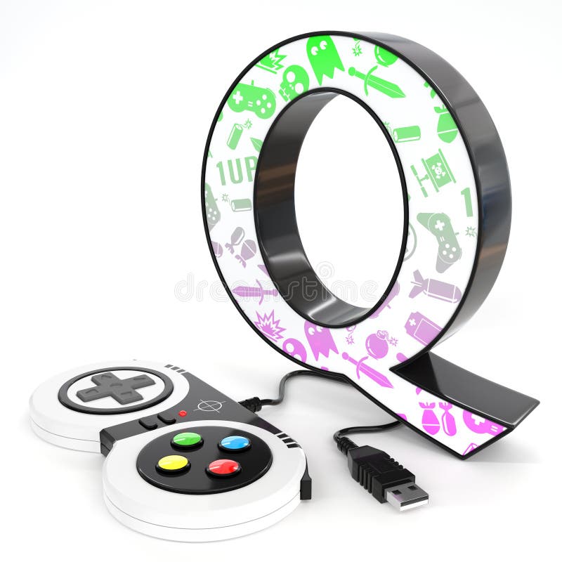 `Q` 3d Letter with Video Game Controller Stock Illustration ...