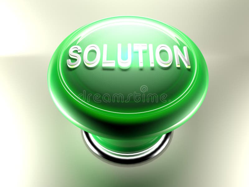 Green Push Button for the Solution - 3D Rendering Stock Illustration ...