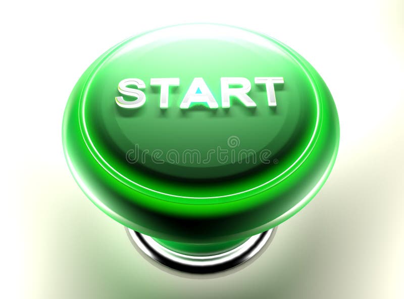Green Pushbutton To START - 3D Rendering Stock Illustration ...