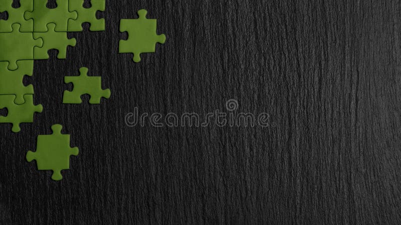Green Puzzle in the Corner of the Image on a Black Natural Stone ...