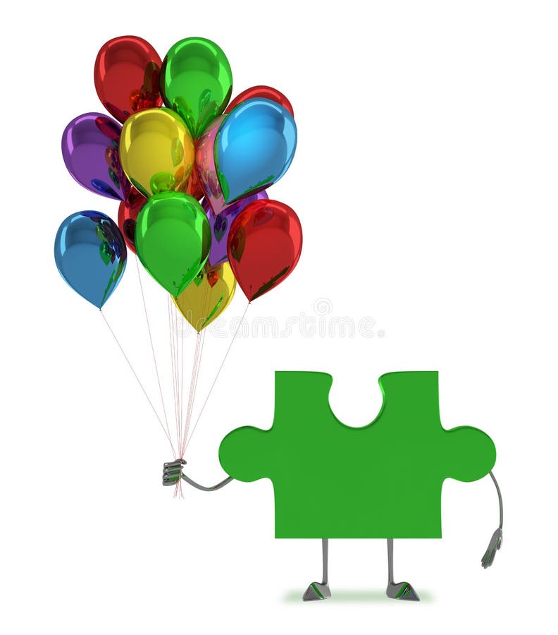 Green Puzzle Piece Character Stock Illustration - Illustration of ...