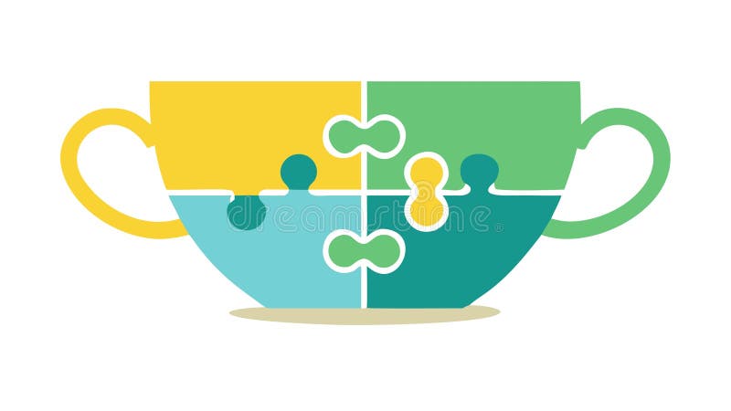 Green Puzzle Piece Tea Cup, Unity and Connection, Vector Design ...