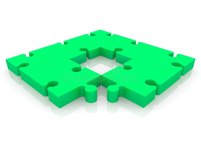 A Green Puzzle Square with an Empty Center and a Missing Puzzle Piece ...
