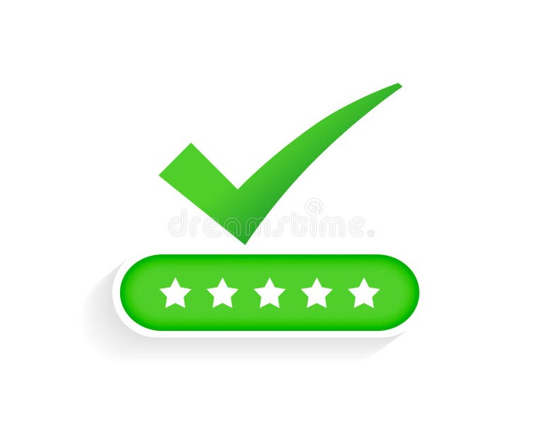 Green Quality Checkmark Sign with Five Star Design Stock Vector ...