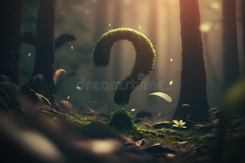 Green Question Mark in the Forest. 3d Rendering, 3d Illustration Stock ...