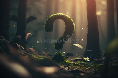 Green Question Mark in the Forest. 3d Rendering, 3d Illustration Stock ...