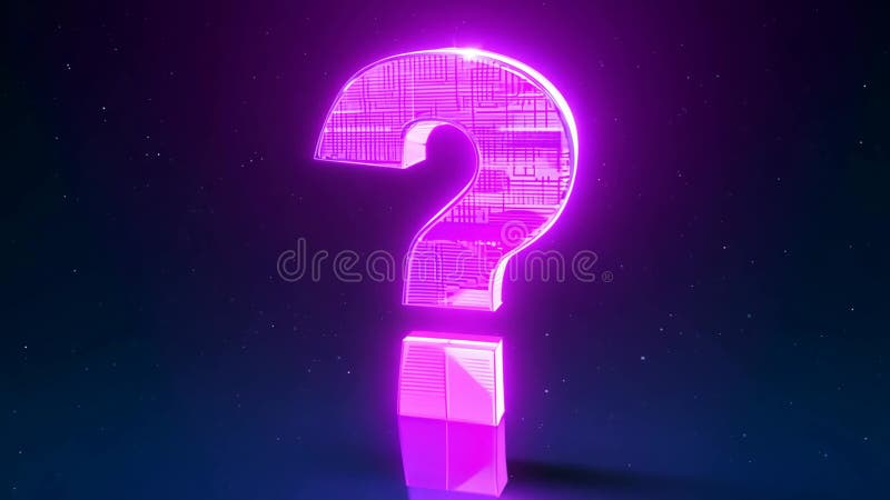 A Green Question Mark is Lit Up in a Dark Background Stock Footage ...