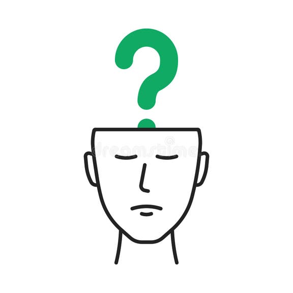 Green Question Mark with Thin Line Sad Face Stock Vector - Illustration ...