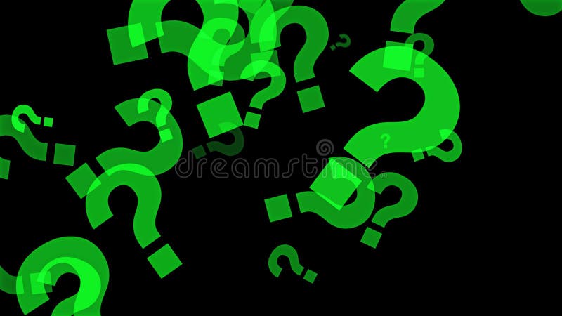 Green Question Marks Falling Down on Black Alpha Background Stock Video ...