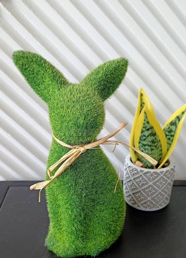 Green Rabbit Beautiful Easter Decorations and Green Plants Spring ...