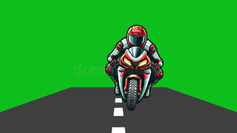 Green Racing Motorcycle Animation on Green Screen Road Stock Video ...