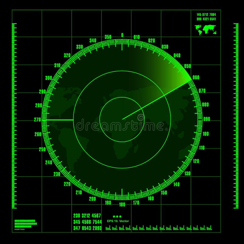Sonar Screen On Grid Radar Vector Image Of Backgrounds