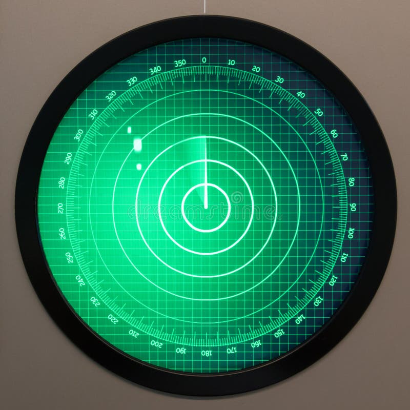 Green Radar Screen with Dots Stock Photo - Image of scientific, target ...