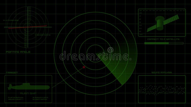 Green Radar Screen, Navigation Interface, Submarine Interface, 4K Stock ...
