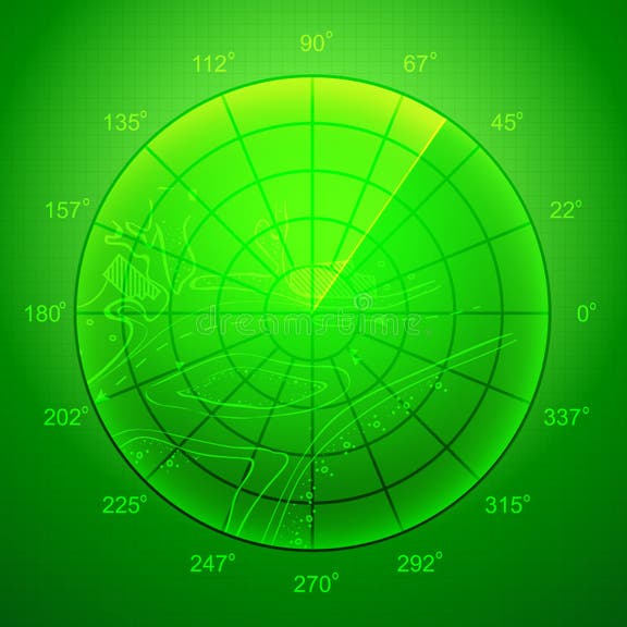 Green radar screen. stock vector. Illustration of raster - 29804781