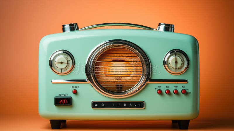 A Green Radio Sitting on Top of a Table. Generative AI Image. Stock ...
