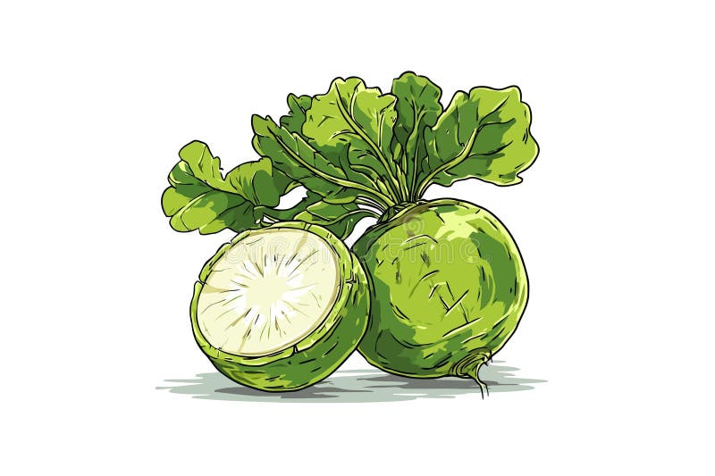 Green Radish Cut Slice Isolated Stock Vector - Illustration of ...