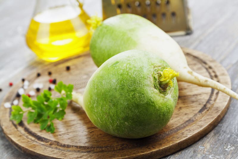 Green radish stock photo. Image of wood, ingredients - 48635198